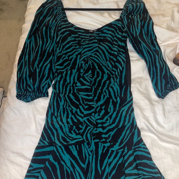 Zara | Dresses | Zara Green Zebra Mini Dress | Poshmark